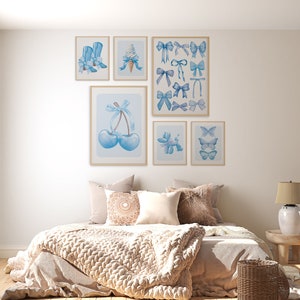 Trendy Blue Bows Set of 12 Wall Art Preppy Coquette Room Decor Bow ...