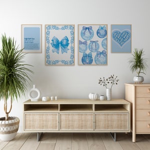 Trendy Blue Bows Set of 12 Wall Art Preppy Coquette Room Decor Bow ...