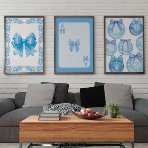 Trendy Blue Bows Set of 12 Wall Art Preppy Coquette Room Decor Bow ...