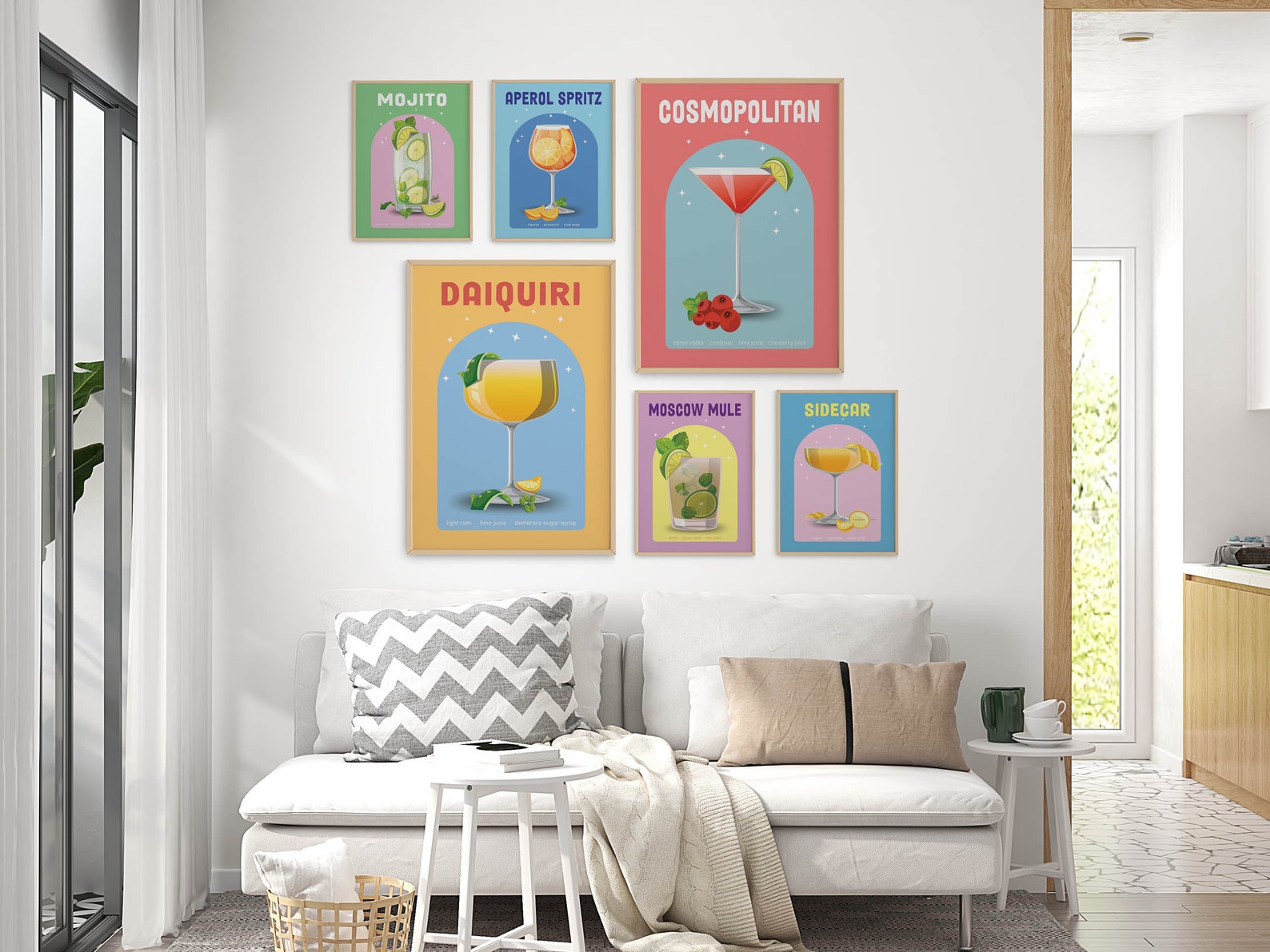Cocktail Print Set of 15, Alcohol Prints, Colorful Bar Cart Gallery ...