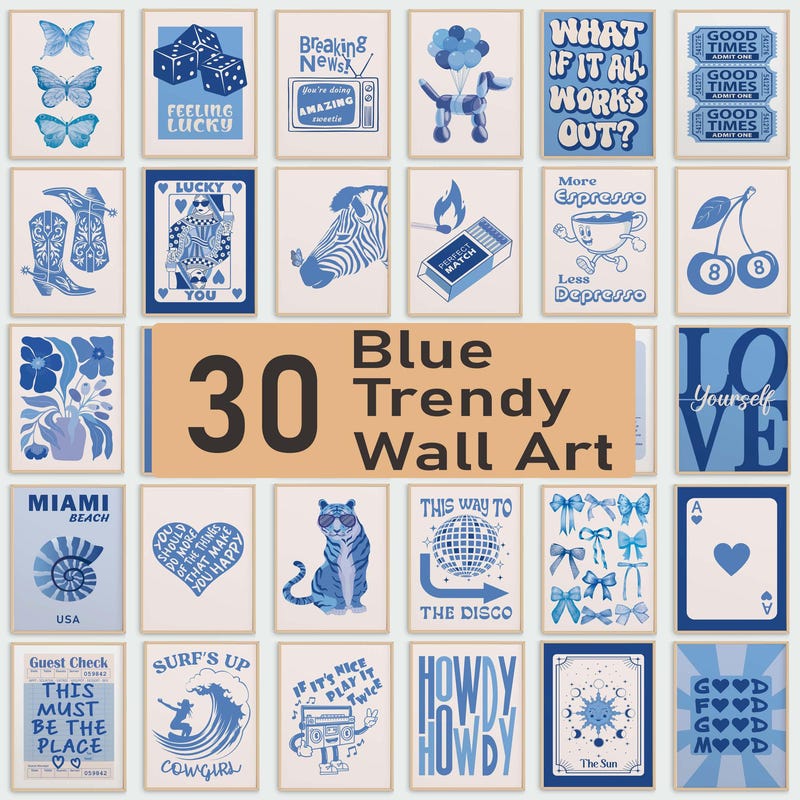 Teen Wall Art Blue Theme - Etsy