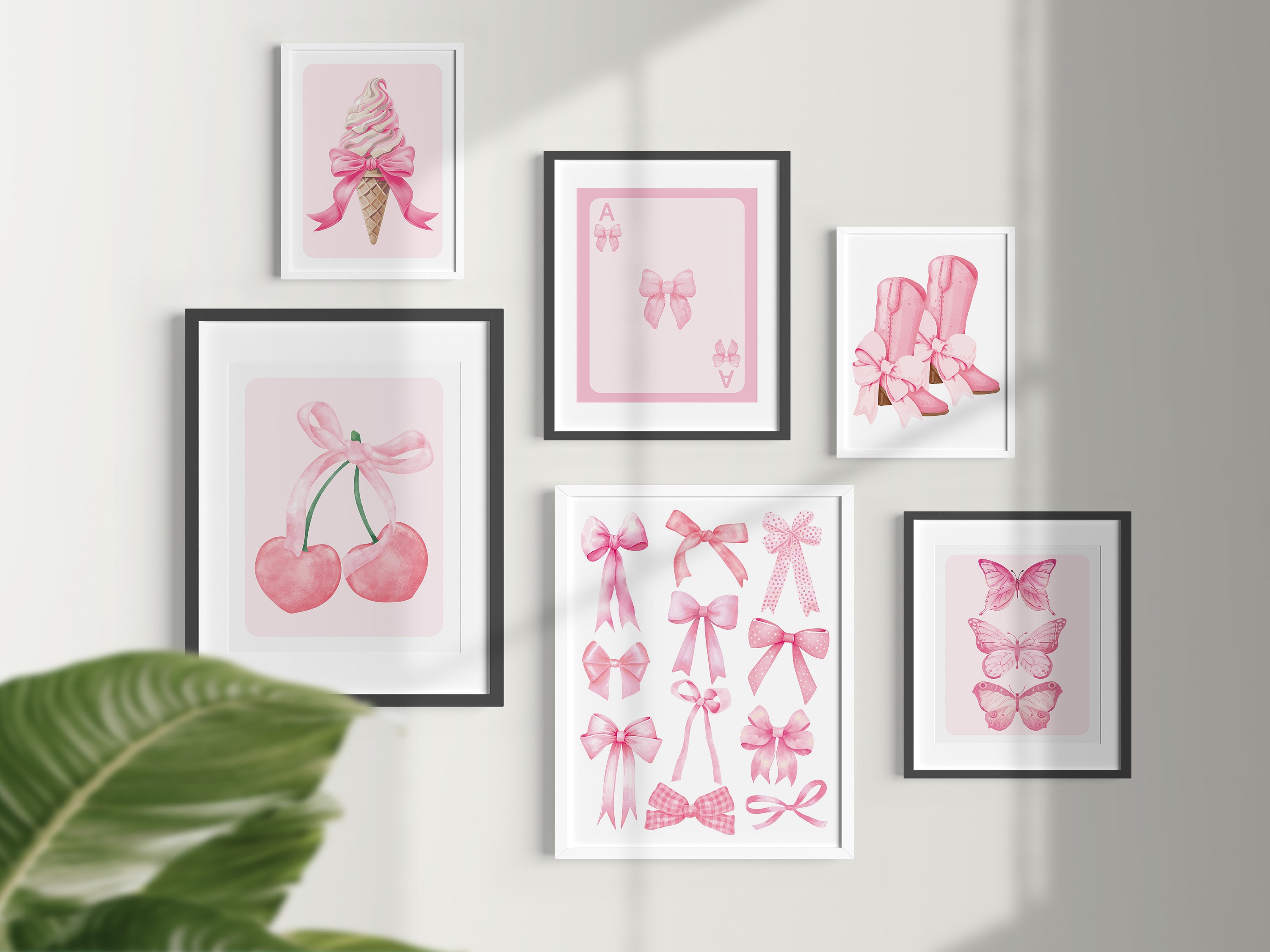 Trendy Pink Bows Set of 12 Wall Art Preppy Coquette Room Decor Bow ...