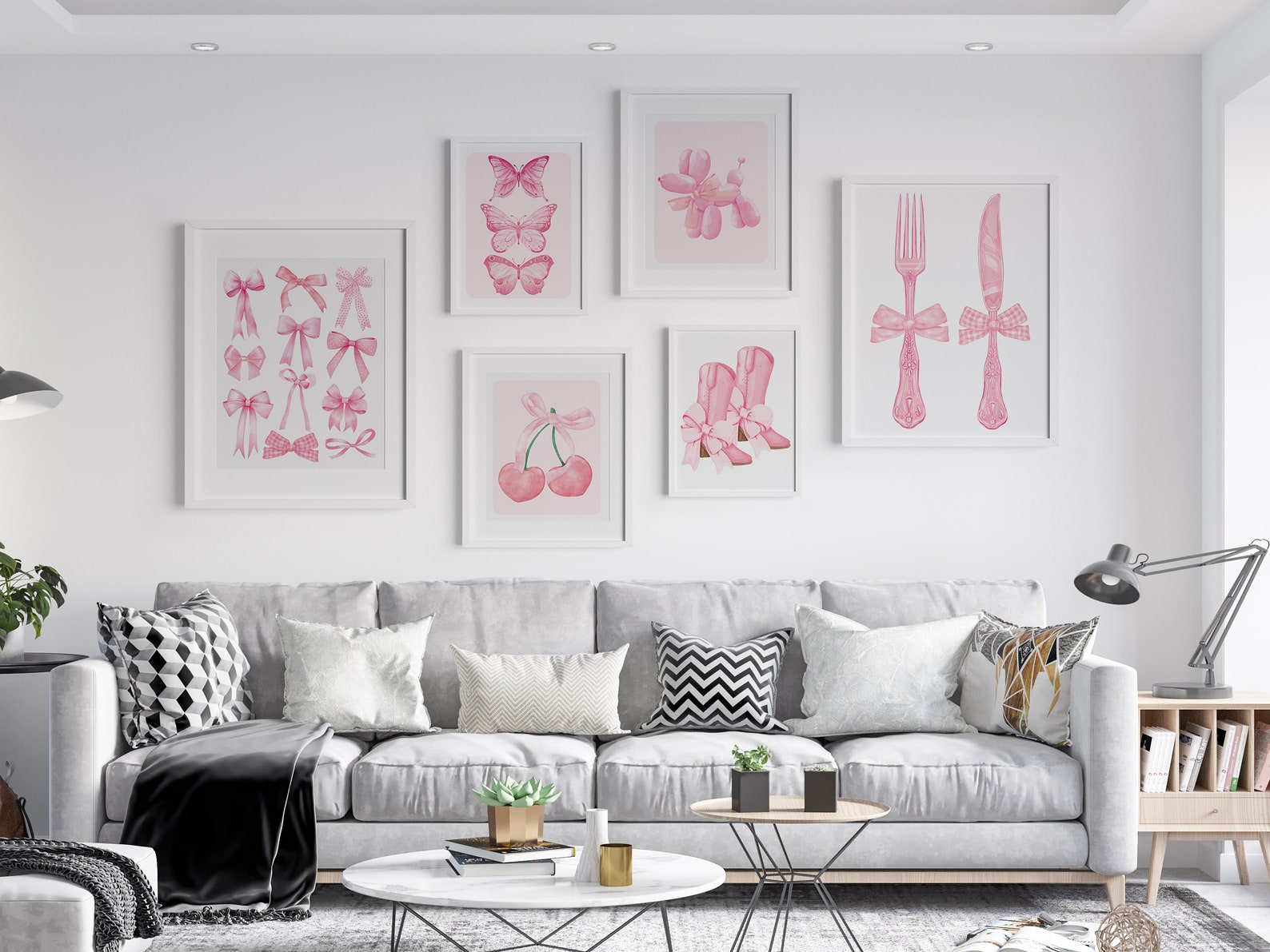 Trendy Pink Bows Set of 12 Wall Art Preppy Coquette Room Decor Bow ...