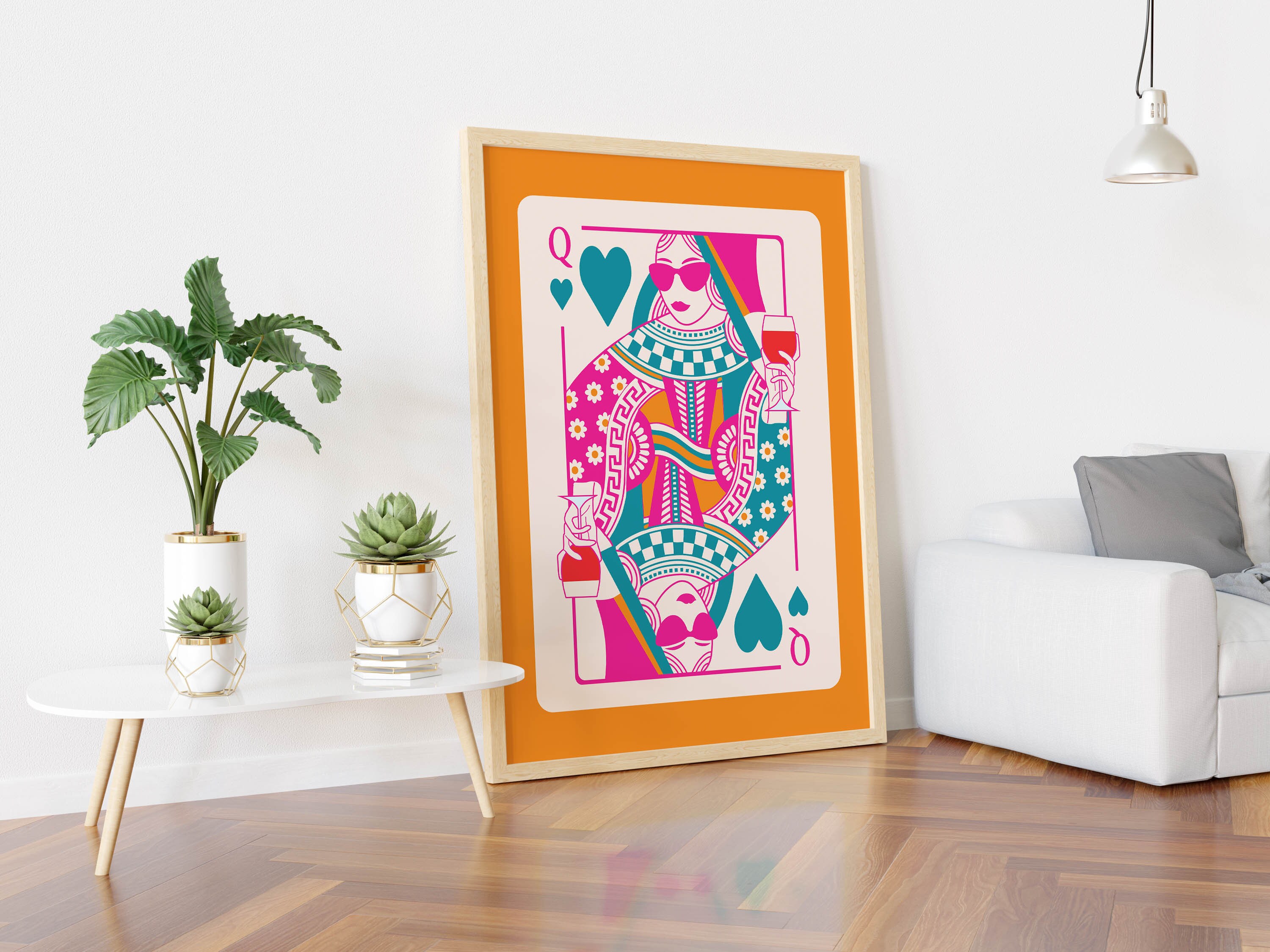 Queen of Hearts Playing Card Maximalist Wall Art Print Lucky You ...