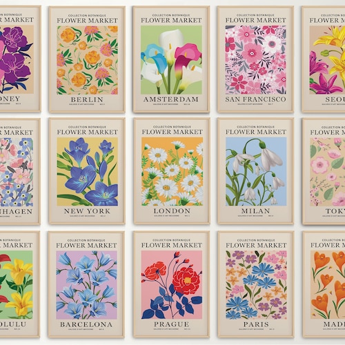Flower Market Print Set of 15 Flower Market Poster - Etsy
