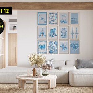 Trendy Blue Bows Set of 12 Wall Art Preppy Coquette Room Decor Bow ...
