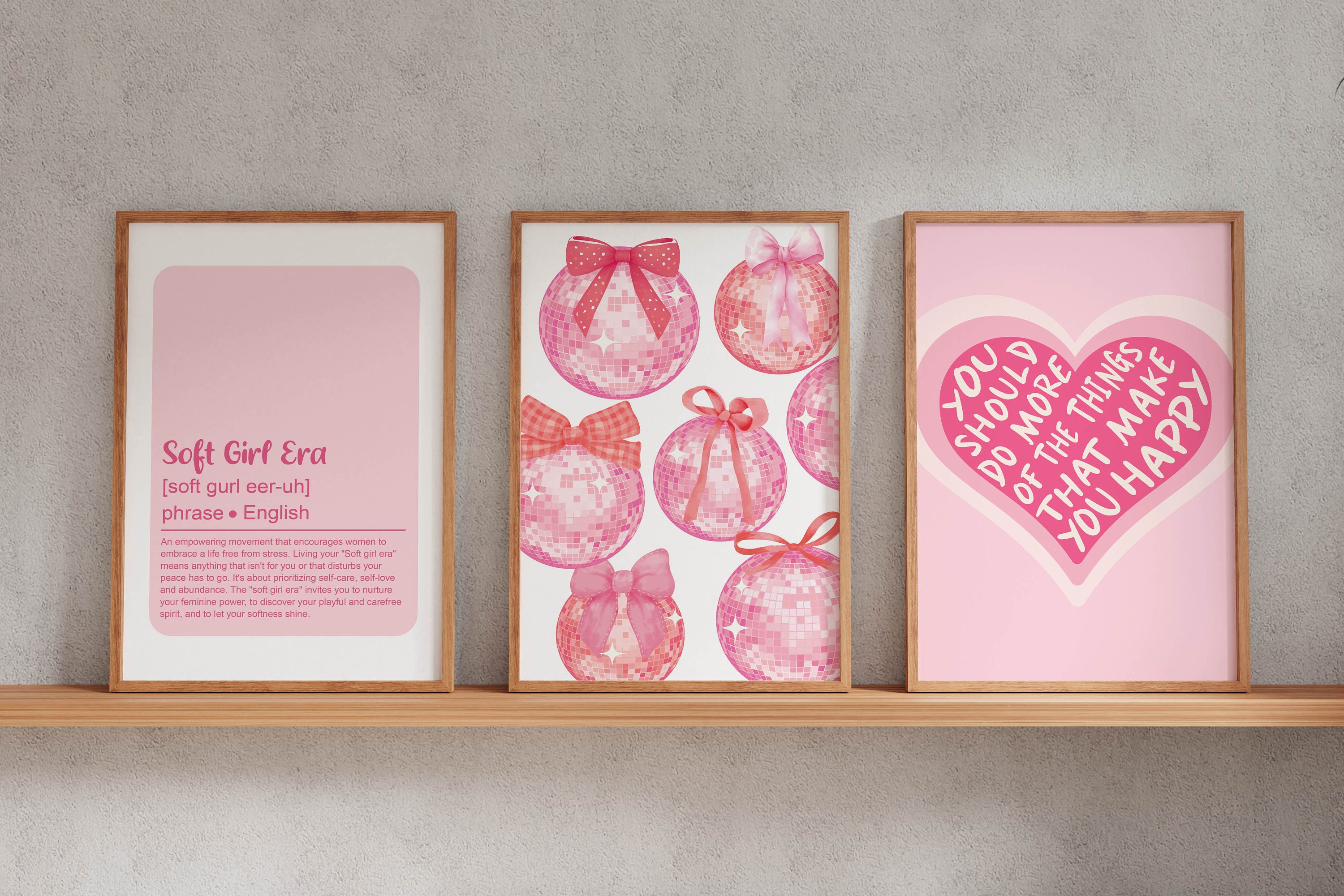 Trendy Pink Bows Set of 12 Wall Art Preppy Coquette Room Decor Bow ...