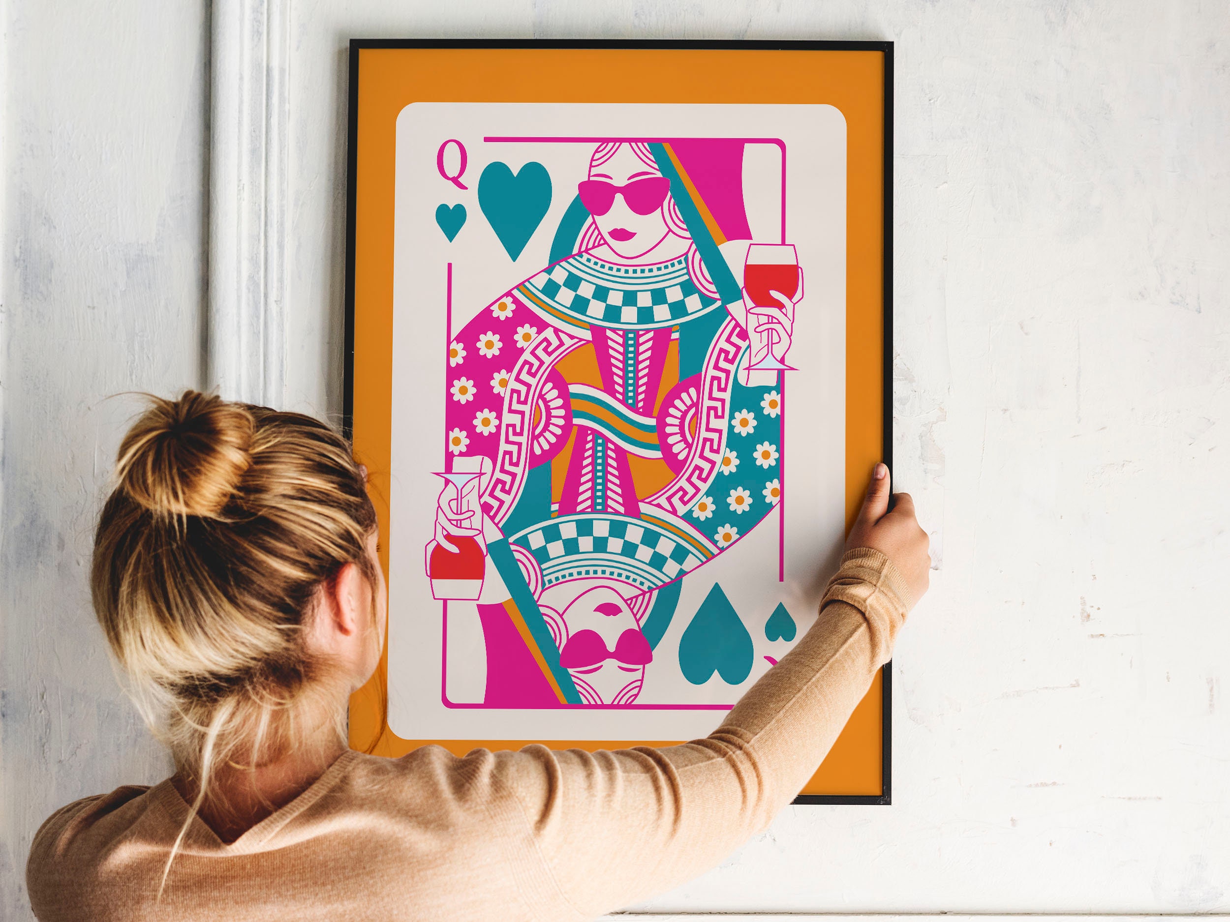 Queen of Hearts Playing Card Maximalist Wall Art Print Lucky You ...