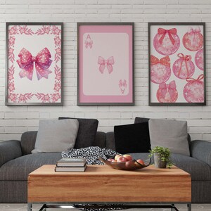Trendy Pink Bows Set of 12 Wall Art Preppy Coquette Room Decor Bow ...