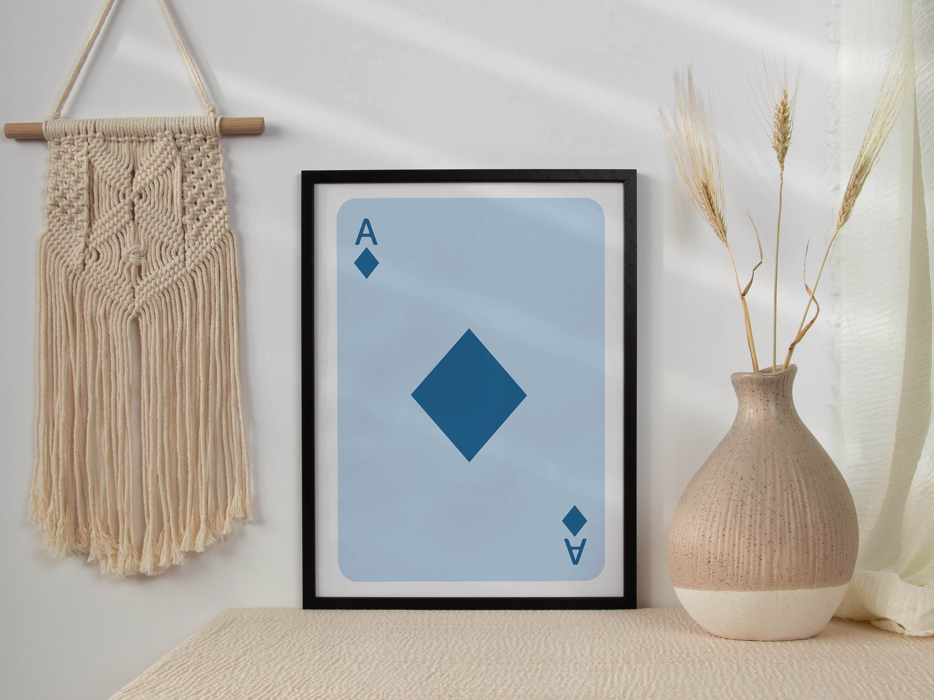 SET OF 4 Ace Card, BLUE Playing Card Poster, Trendy Wall Art, Fun ...