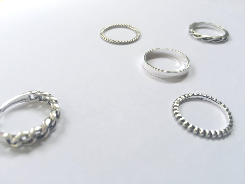 BTS Fashion Inspired Jimin & V Stackable Silver Rings | Etsy