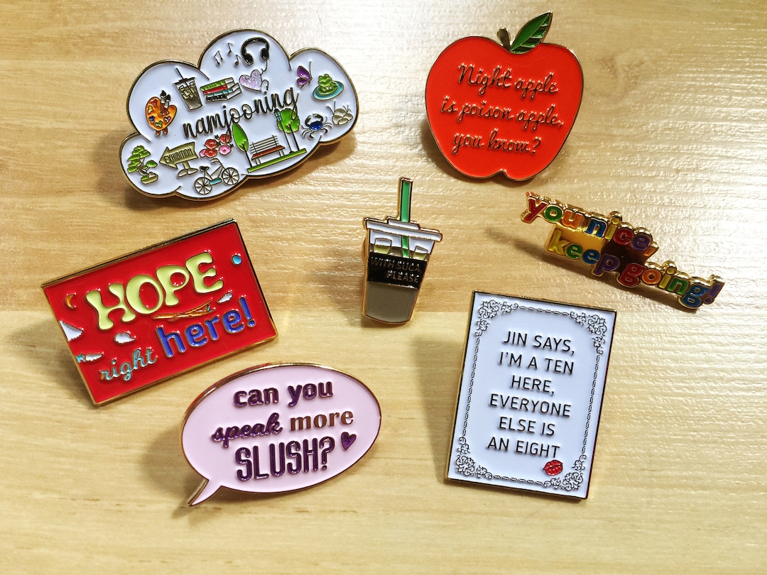 BTS Gold Enamel Pin Badge: Namjooning, Hopeworld, & More! - Etsy