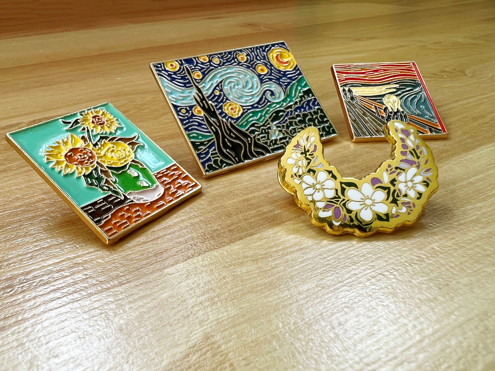 Various Enamel Pin Badge: Art, Moon Flower, Whale, Painting, Plants ...