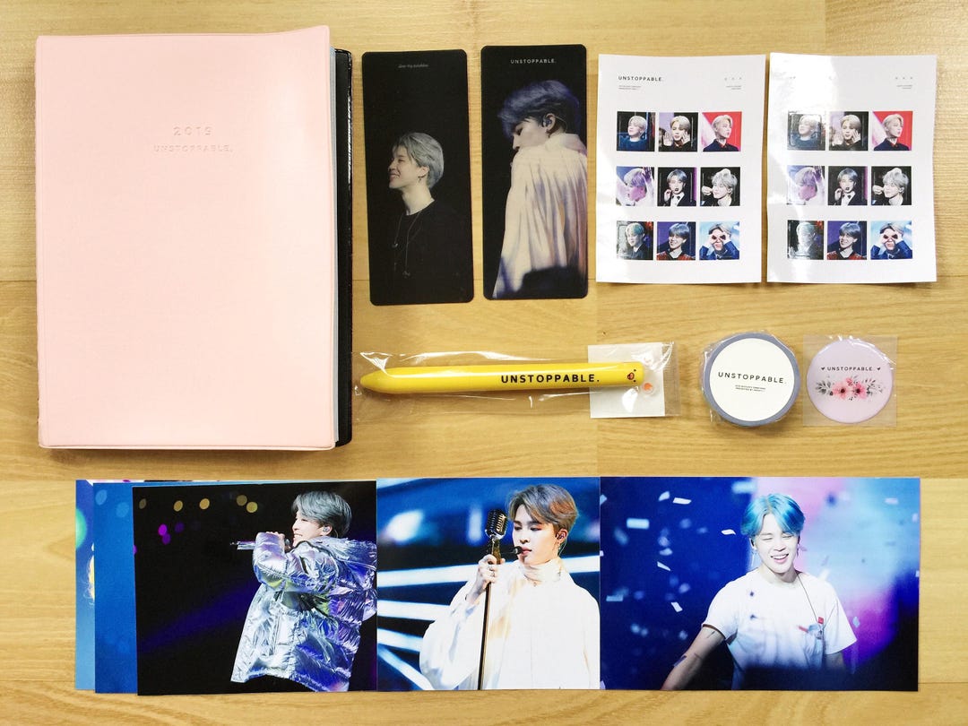 BTS JIMIN Gift Set: Enamel Pin, Bookmark, Sticker, Diary Planner ...