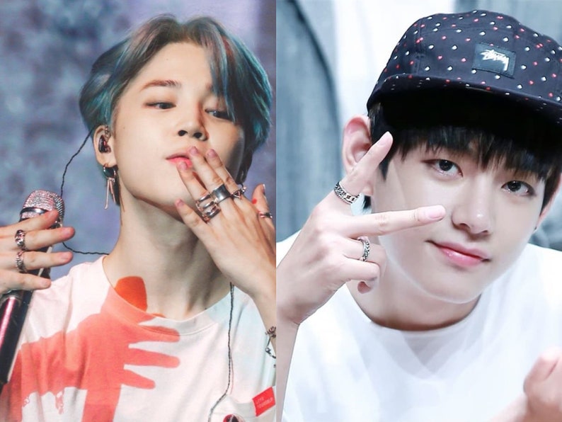 BTS Fashion Inspired Jimin & V Stackable Silver Rings | Etsy