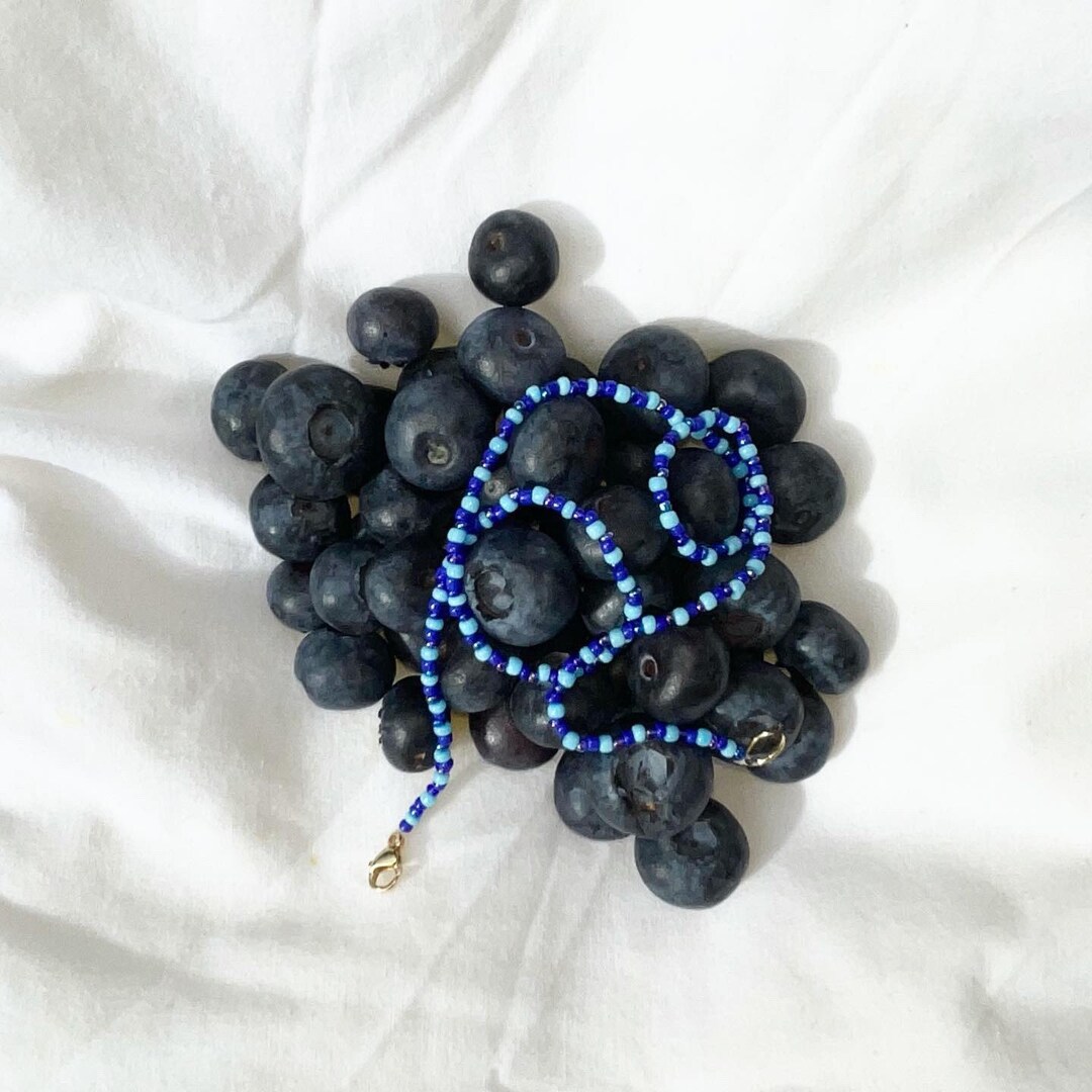 BLUEBERRY Beaded Necklace/wrap Bracelet - Etsy