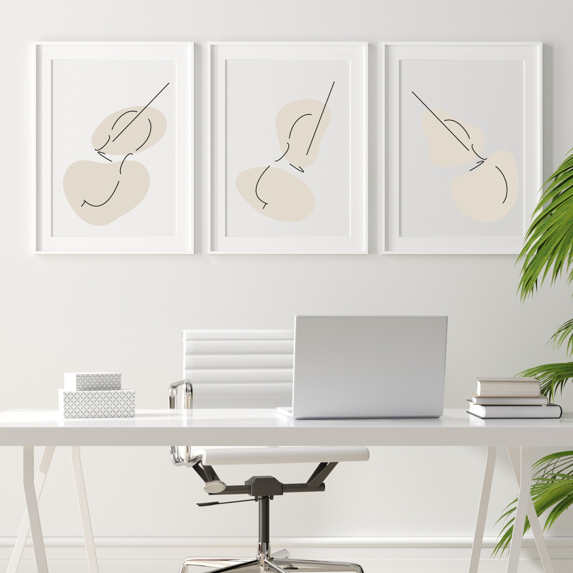 Cello | Line Drawing | Wall Art | Musical Instrument | Beige| Digital ...