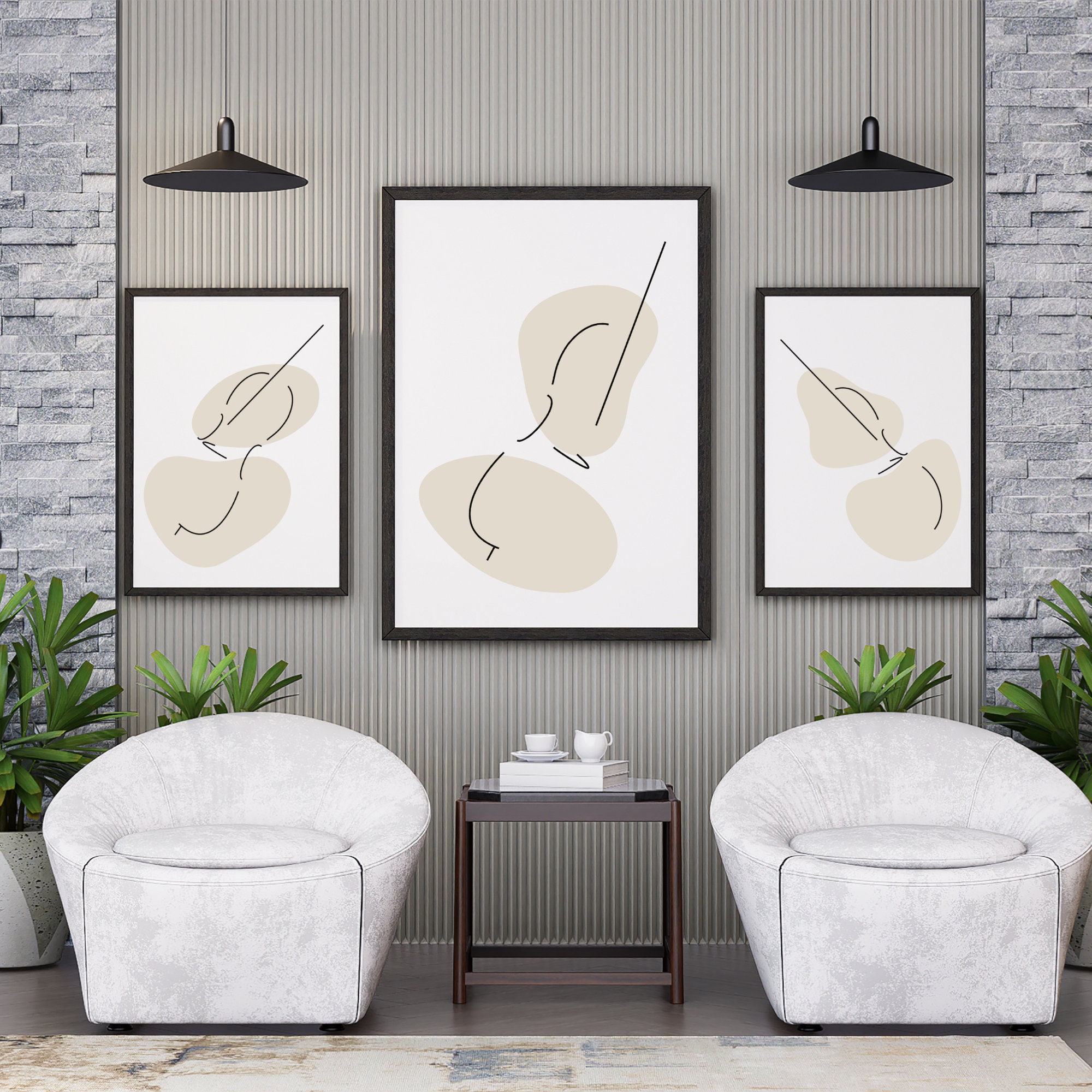 Cello | Line Drawing | Wall Art | Musical Instrument | Beige| Digital ...