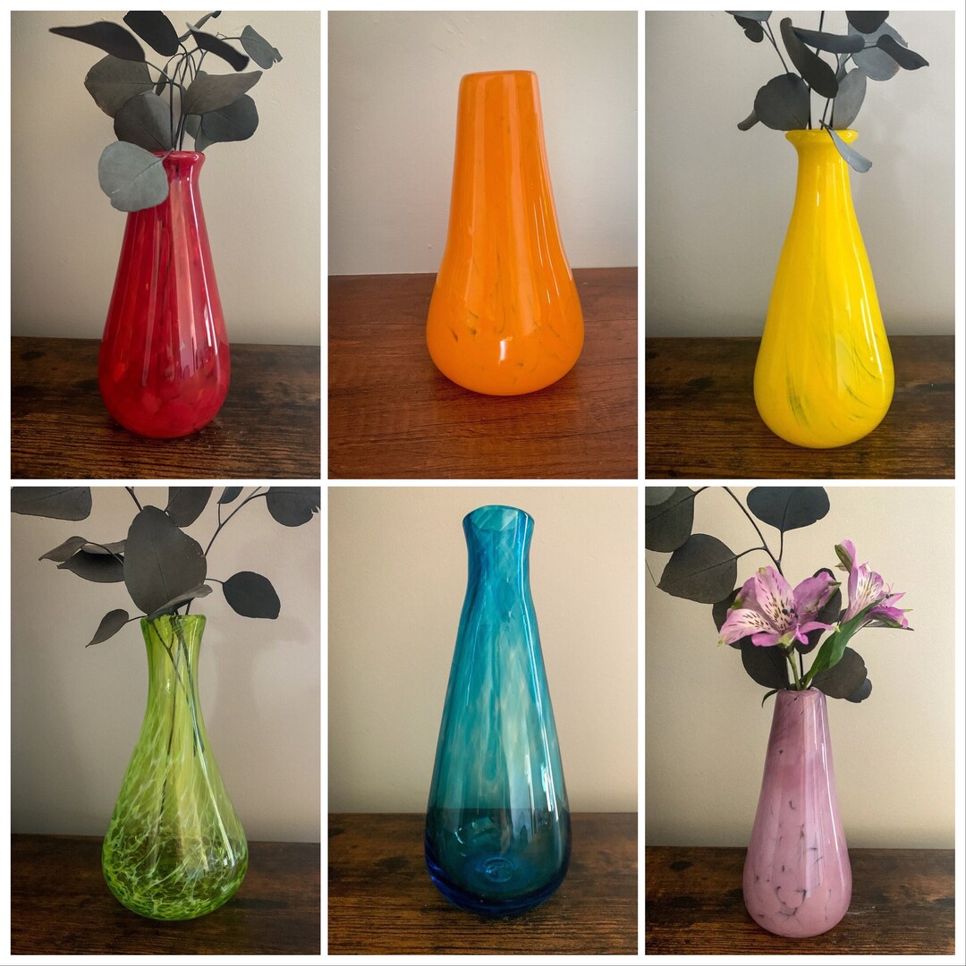 Solid Color Glass Vase Hand Blown Glass Vase Glass Bud Vase - Etsy