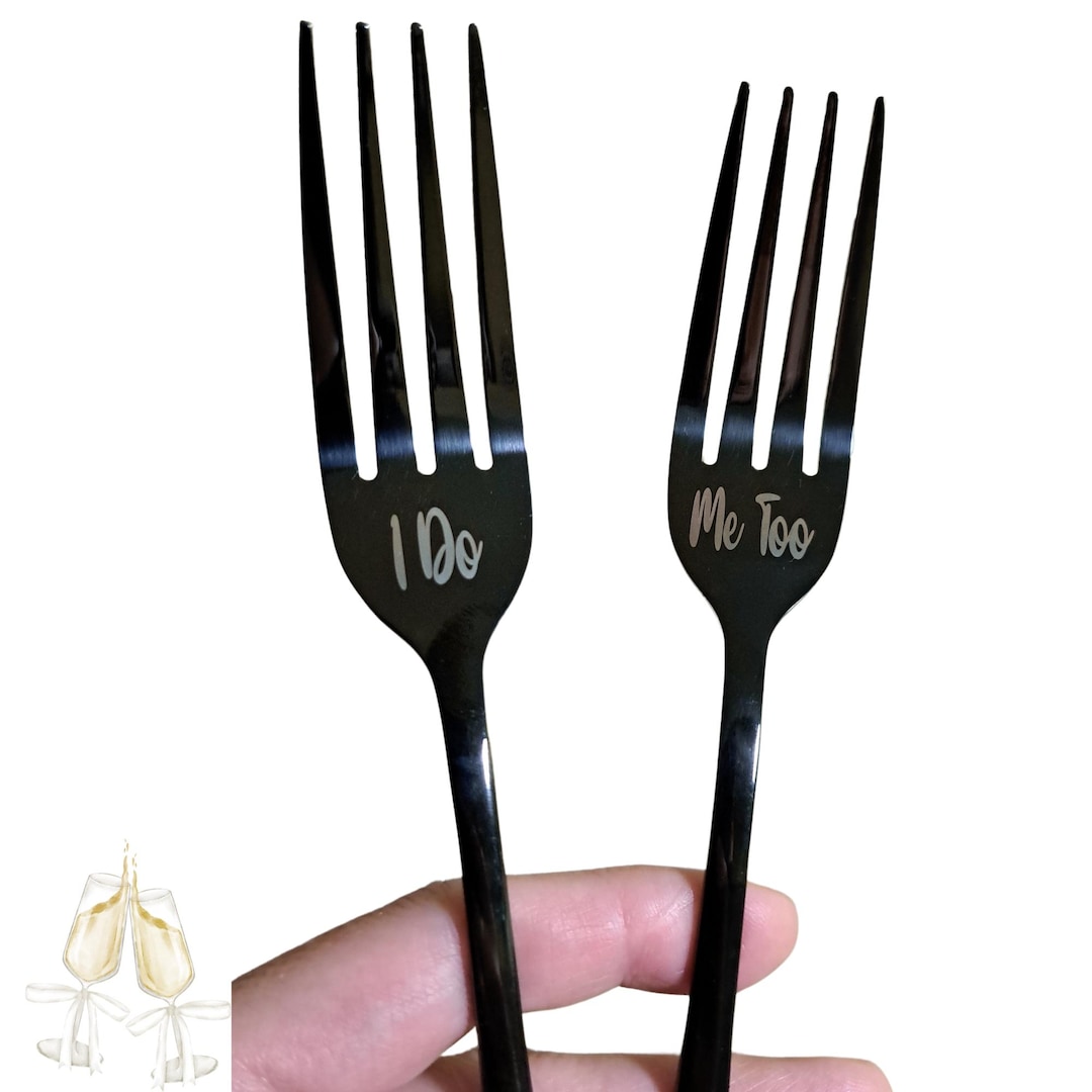 Engraved Black Wedding Fork Set: Personalized Keepsake Cutlery - Etsy