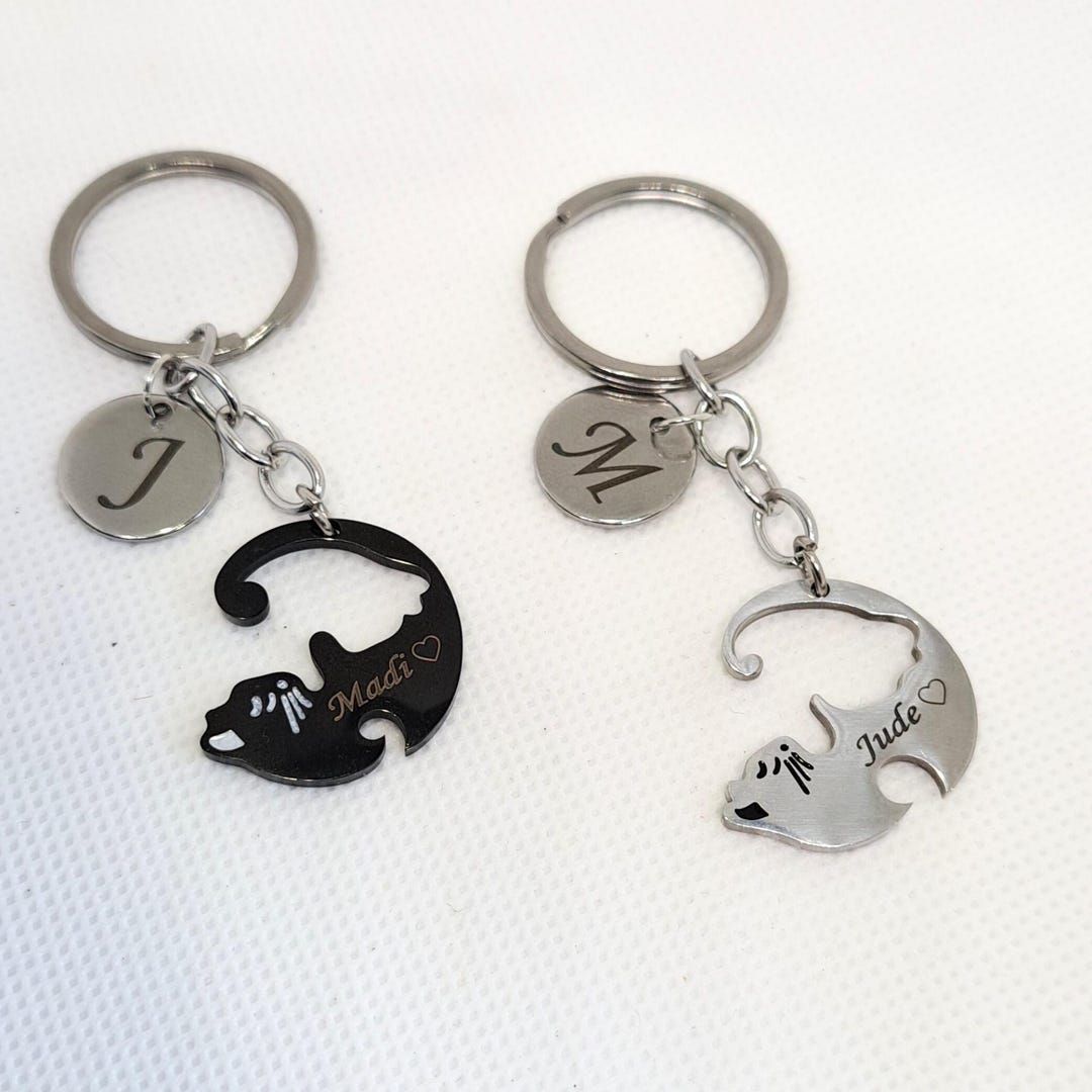 Personalized Cat Keychain Set: Puzzle Piece Keychains, Engraved ...