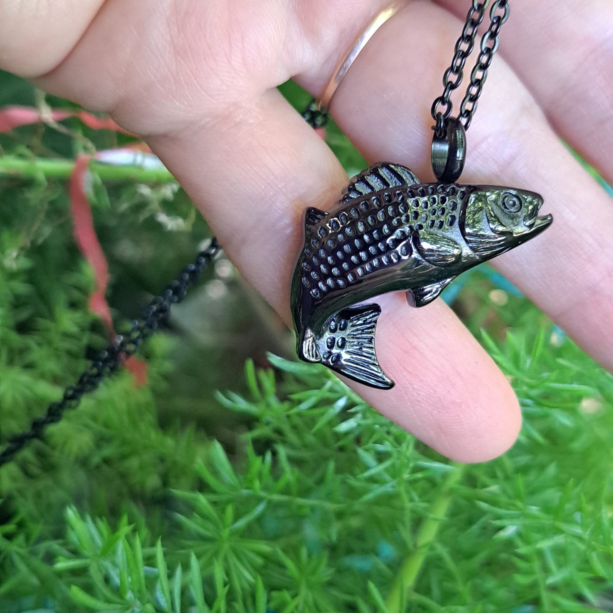 Fishing in Heaven, Fish Memorial Urn Charm Necklace, Cremation Fish Urn ...