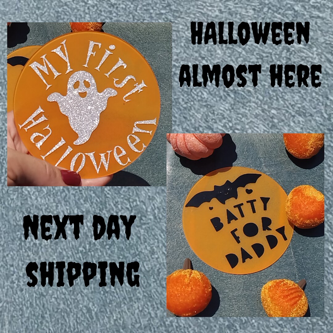 Newborn First Halloween Milestone Round Halloween Acrylic - Etsy