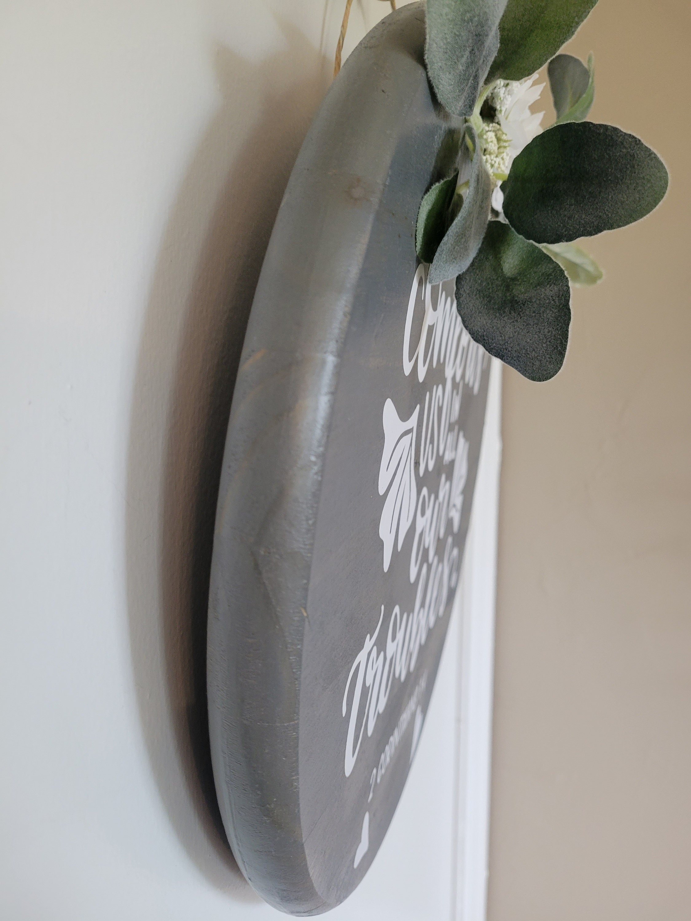 Gray Stained 14 Wood Round With Bible Verse Door Hanger/ - Etsy