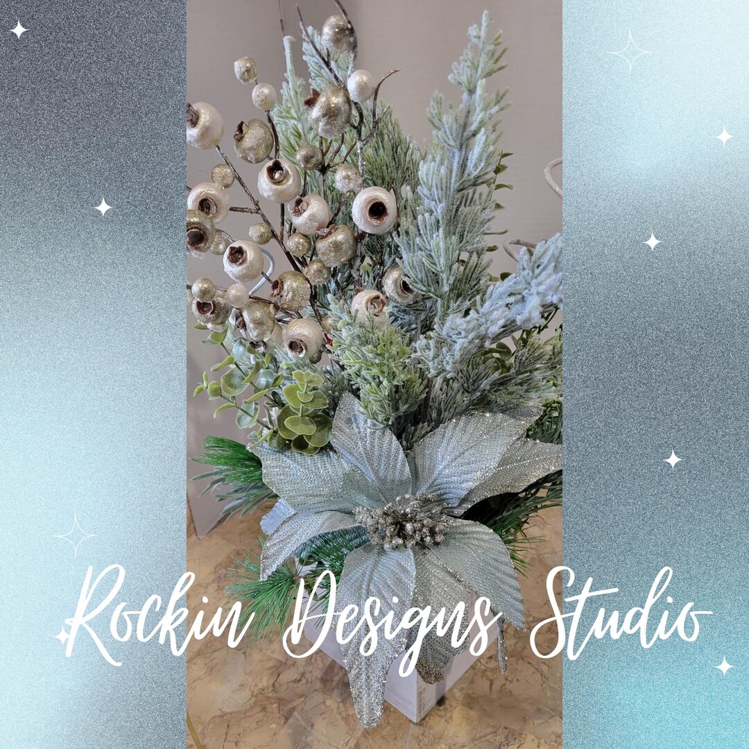 Winter Floral Centerpiece / Christmas Arrangement / Icy Frosted ...