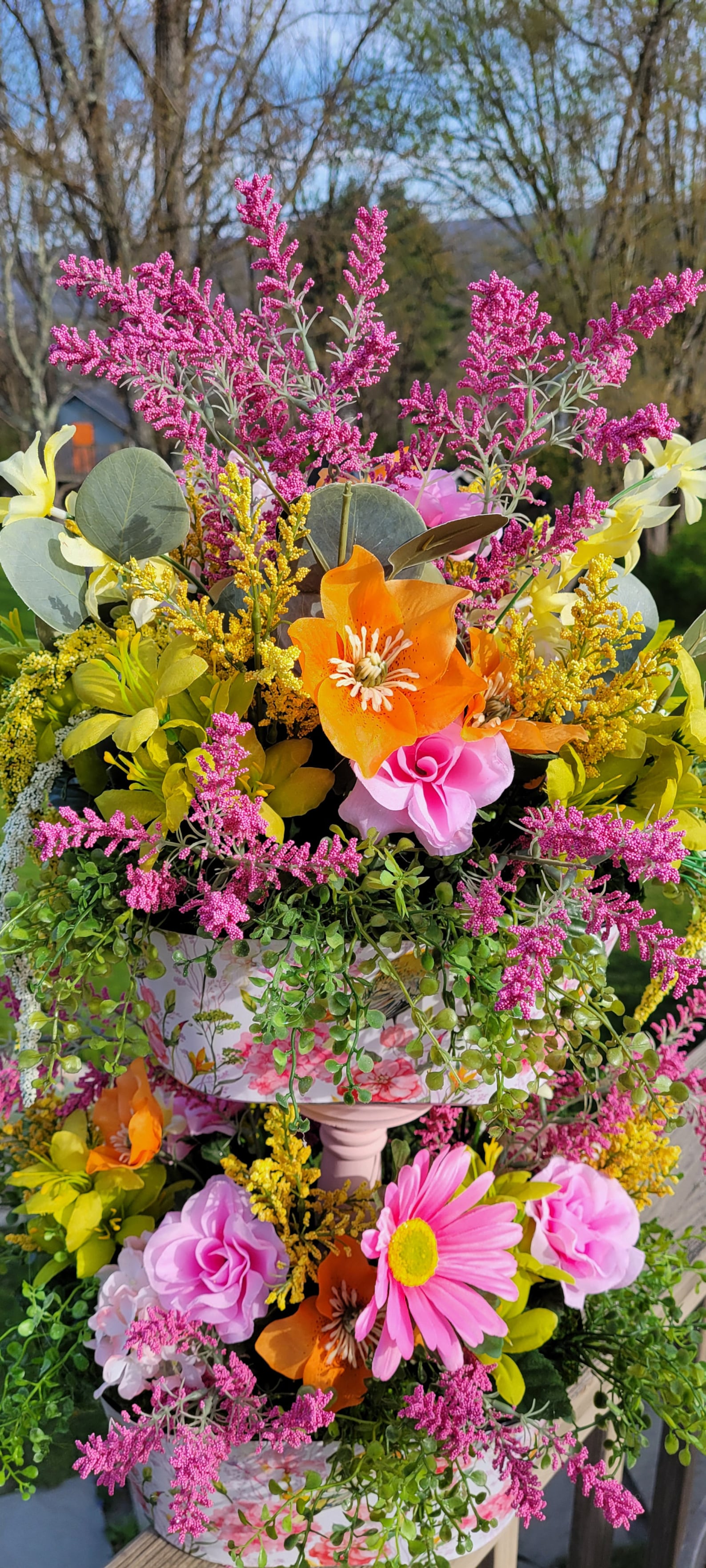 Floral Centerpiece Decor Two Tier Spring Summer/unique Gifts for Mom ...
