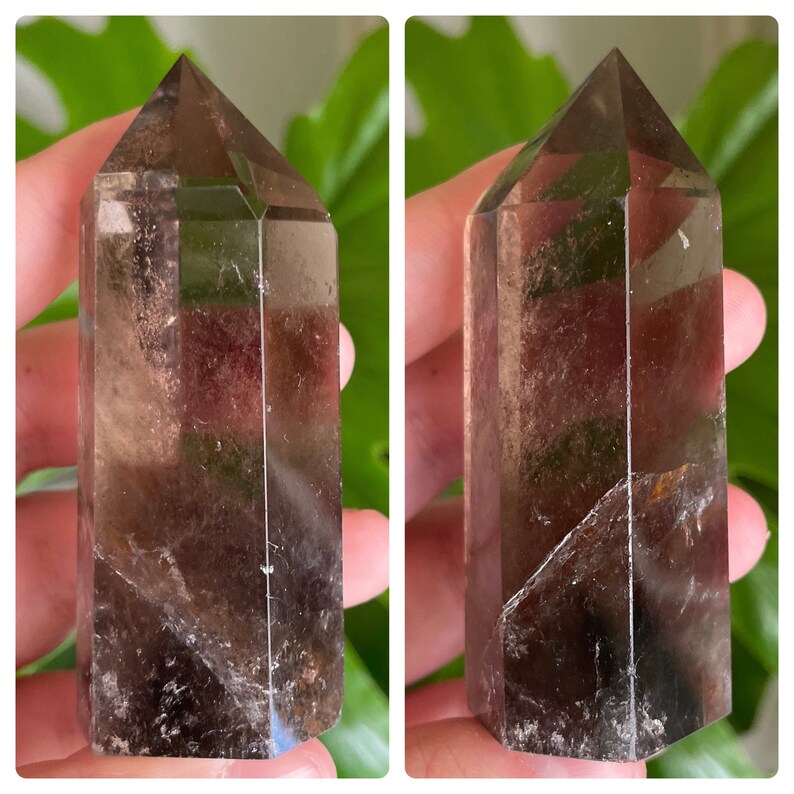 Black Smoky Garden Quartz in Matrix Tower Wand Point - Etsy