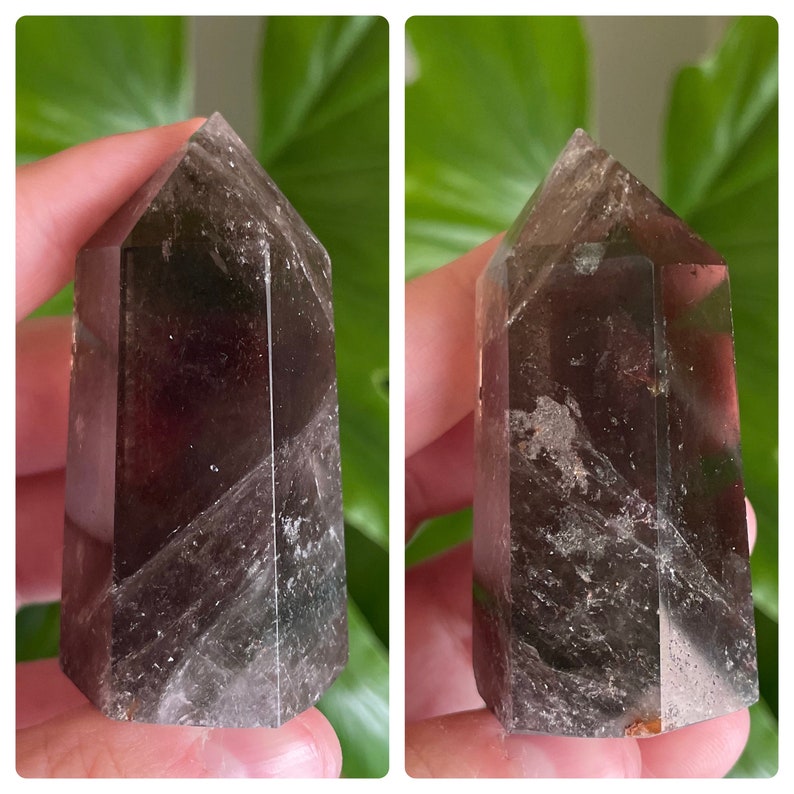 Black Smoky Garden Quartz in Matrix Tower Wand Point - Etsy