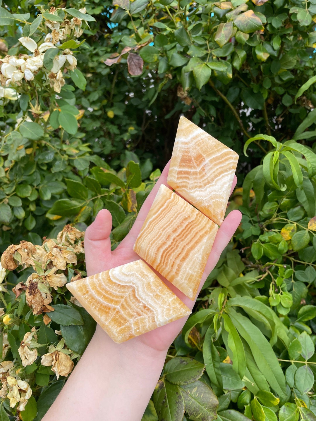 Polished Banded Orange Calcite Crystal Carving Diamonds - Etsy