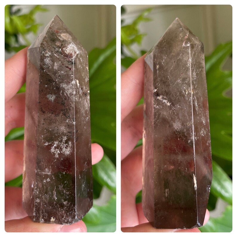 Black Smoky Garden Quartz in Matrix Tower Wand Point - Etsy