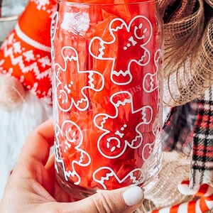 Gingerbread Man Glass Secret Santa Gift Cold Drinks Iced Coffee Glass ...