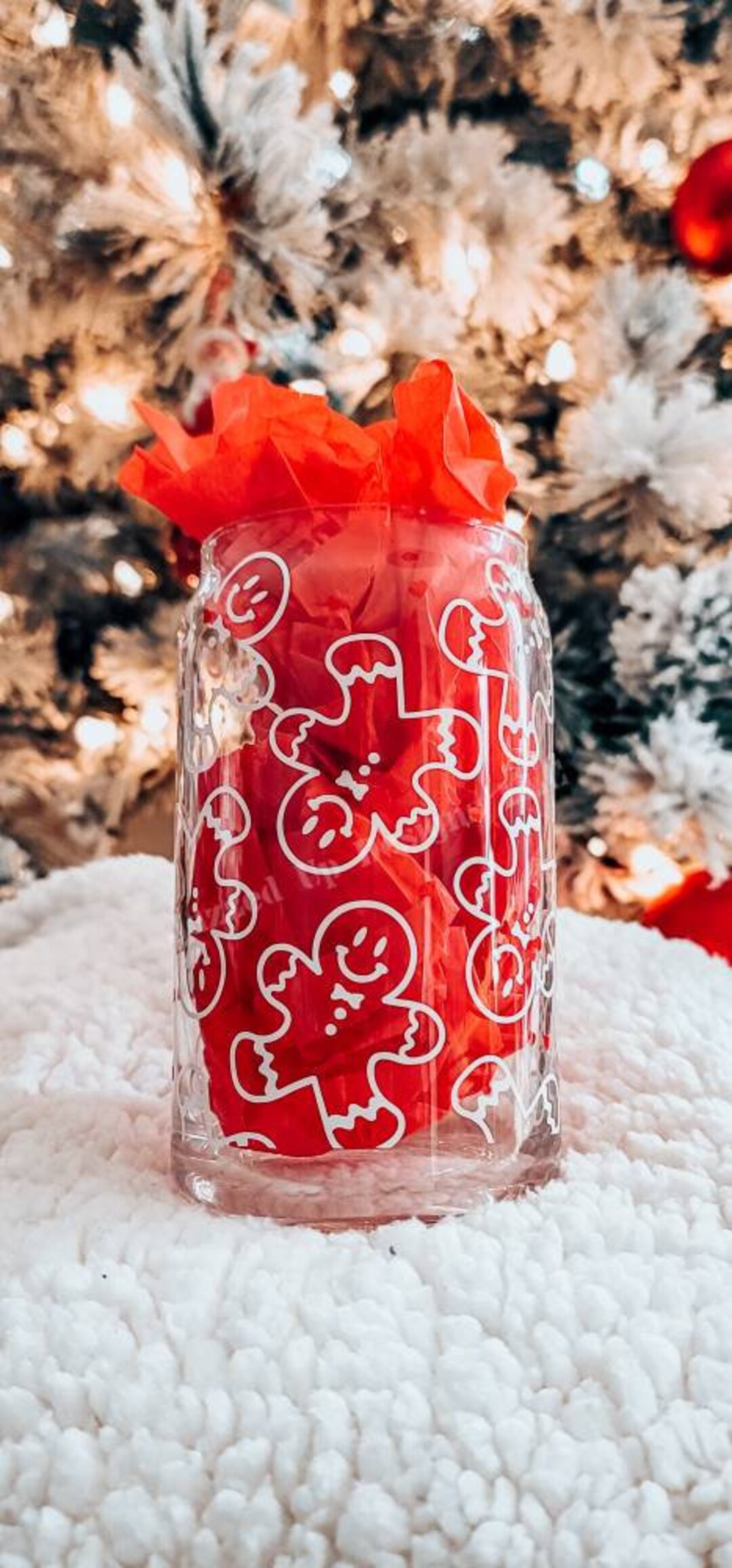 Gingerbread Man Glass Secret Santa Gift Cold Drinks Iced Coffee Glass ...