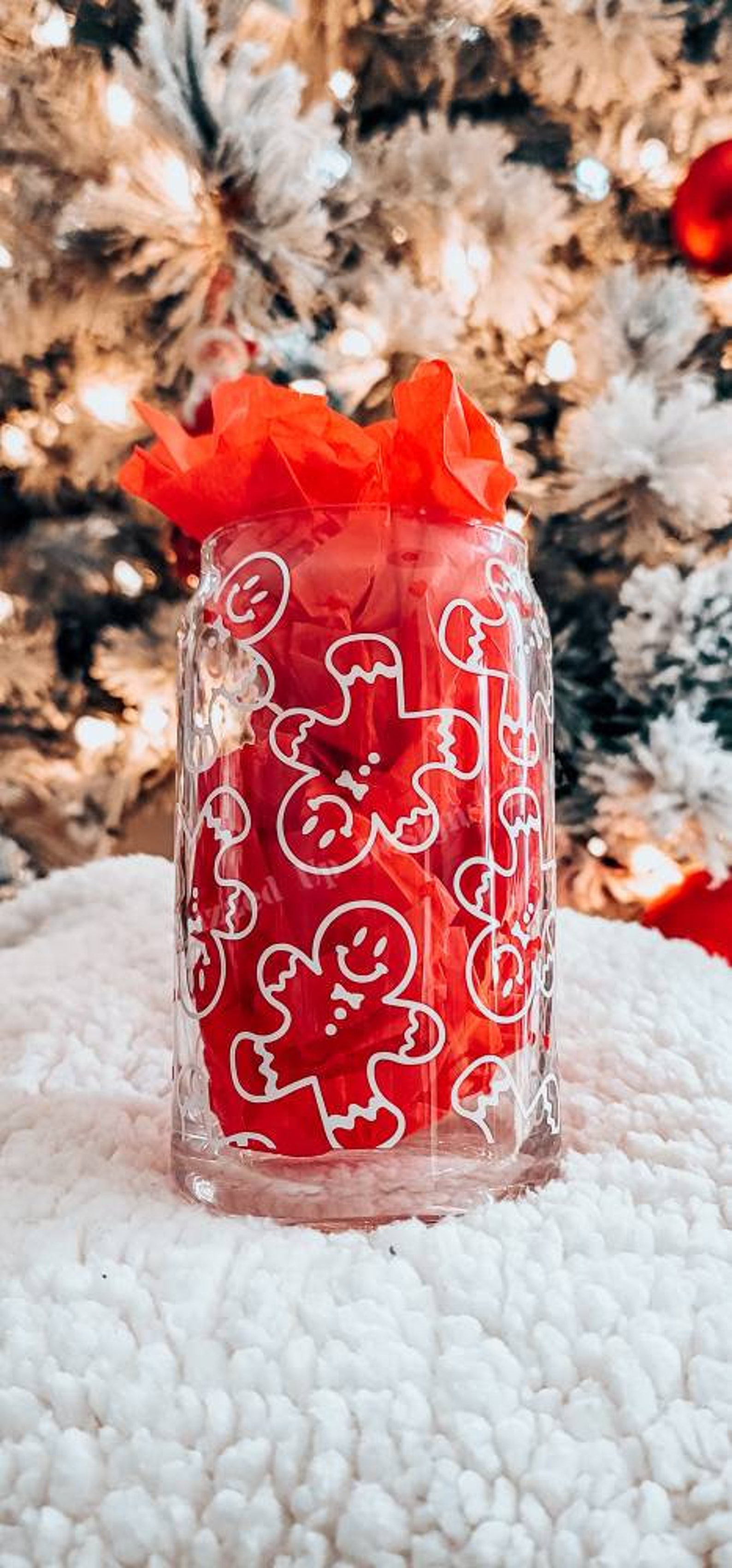 Gingerbread Man Glass Secret Santa Gift Cold Drinks Iced - Etsy