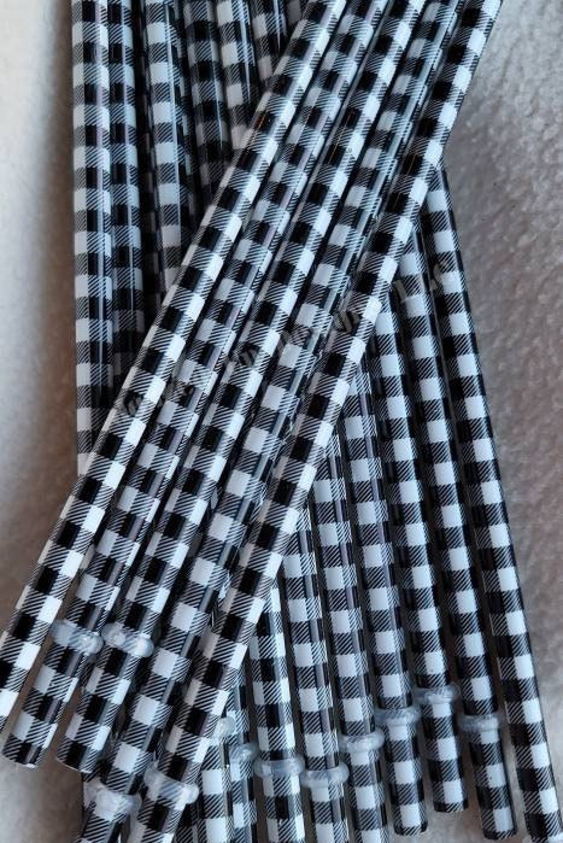 Reusable Plastic Straws Plaid Print Reusable Straw BPA Free - Etsy