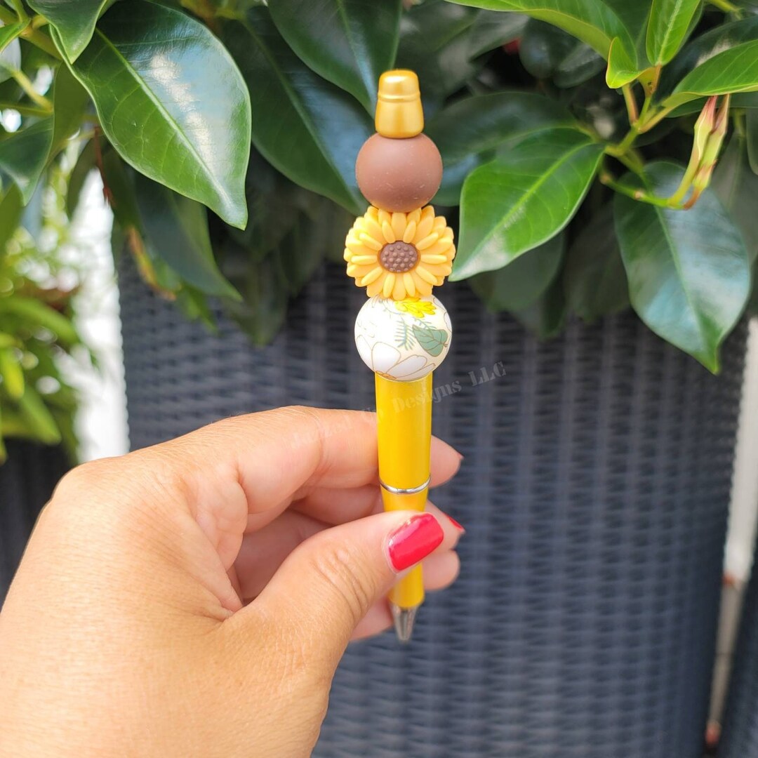 Daisy Pen Gifts Under 15 Beaded Pen Fun Pens Cute Pen Sunflower Pen - Etsy