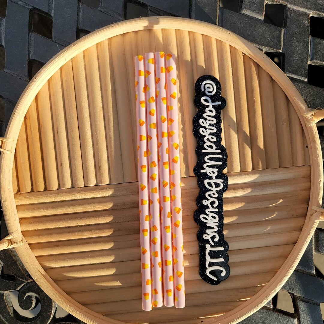 Candy Corn Straw Halloween Reusable Straw Pink Candy Corn Straw ...