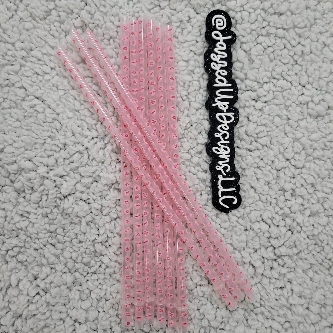 Conversation Hearts Straw| Reusable Plastic Straws| BPA Free| Plastic ...