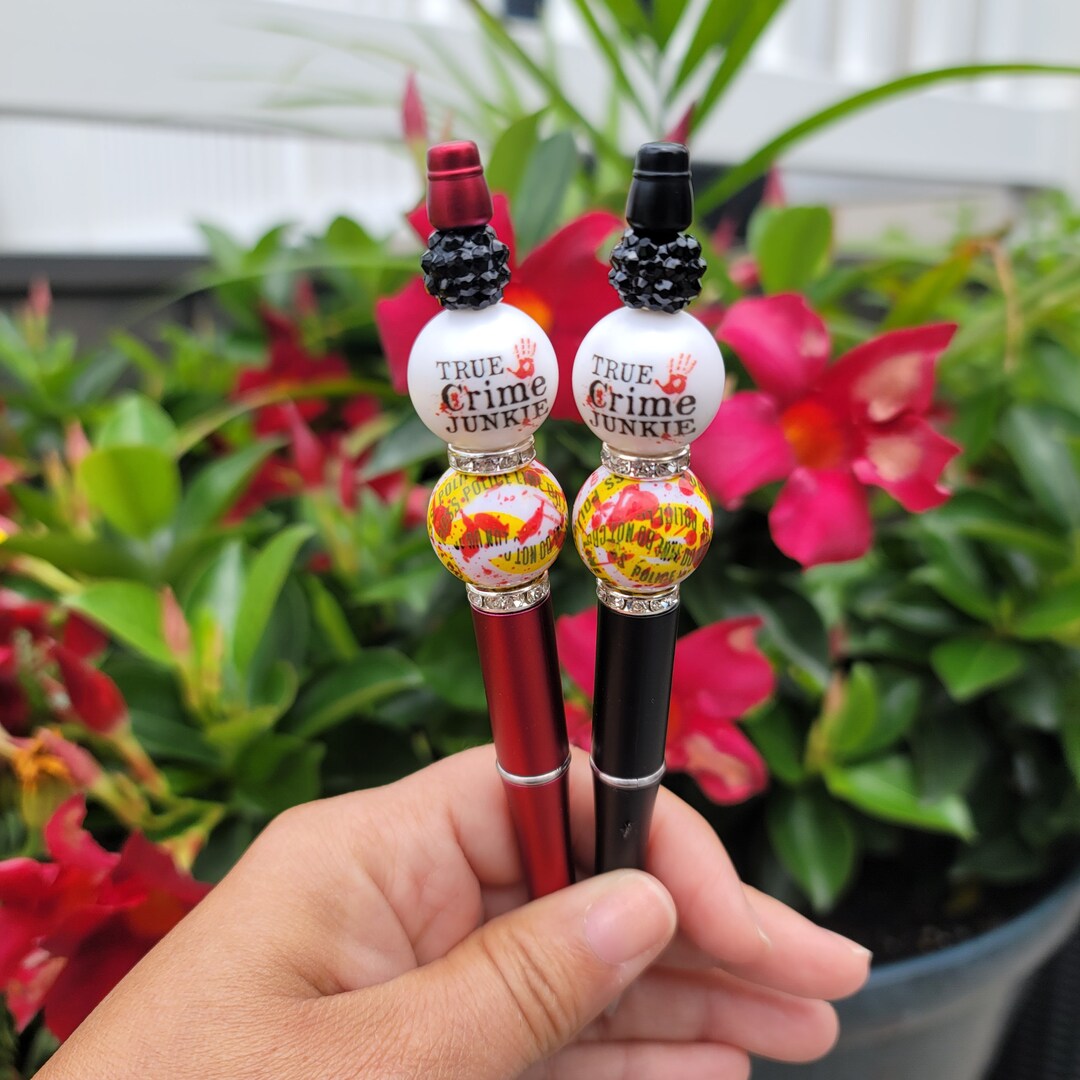 True Crime Pen| True Crime Lover Gift | Beaded Pen| Cute Pen| Acrylic ...