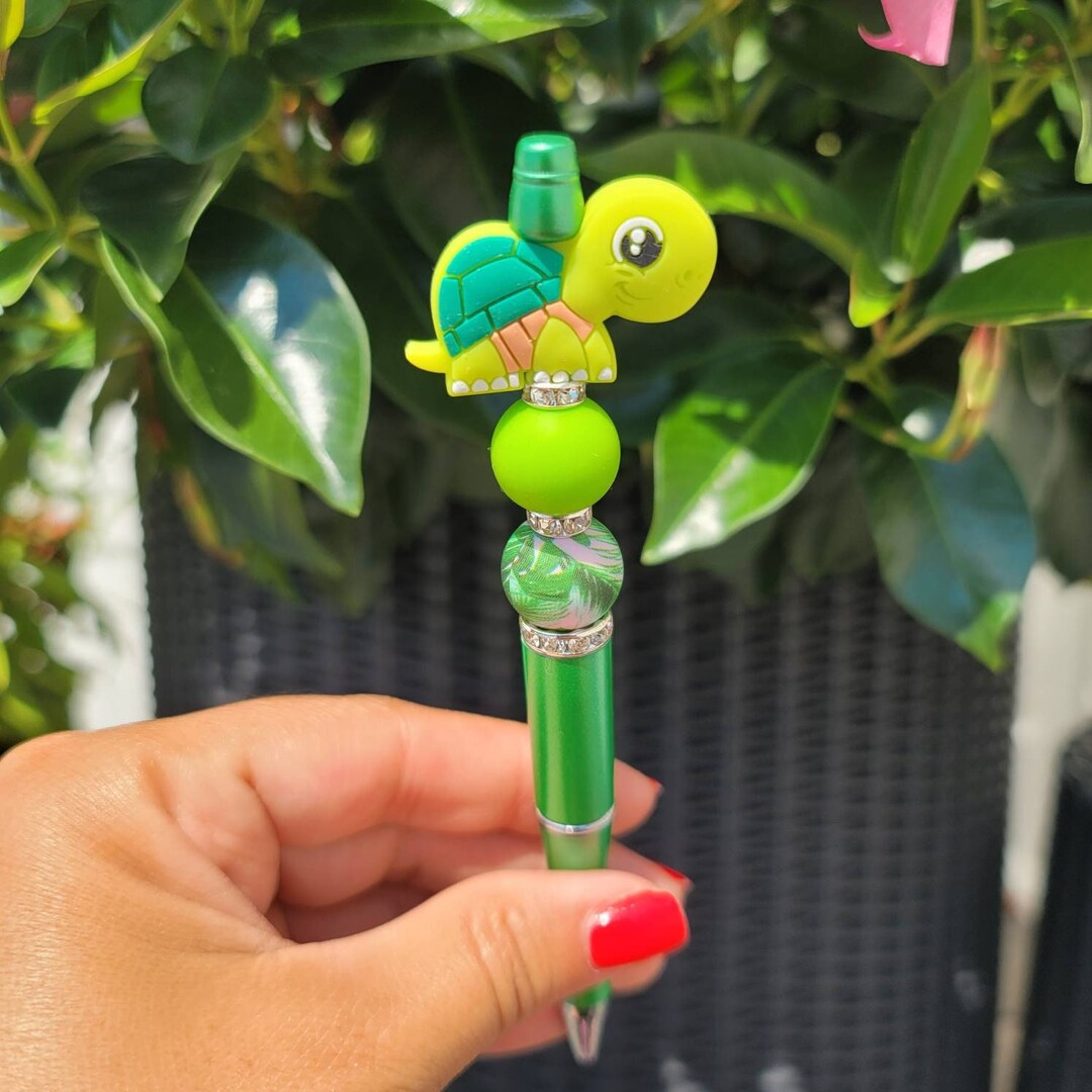 Turtle Beaded Pen Turtle Lover Gift Beaded Pen Fun Pens Cute Pen Animal ...