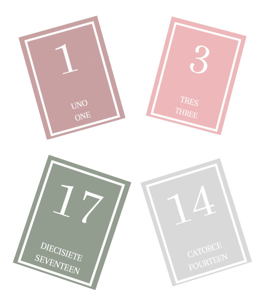 Printable Number Flashcards 1 - 20 SPANISH/ENGLISH - Etsy