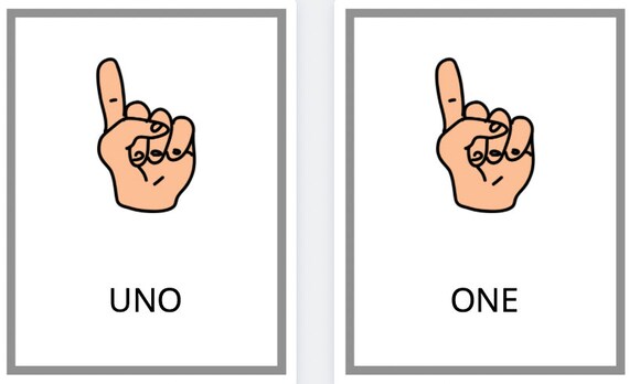 PRINTABLE FLASHCARDS 1-10 Spanish/englsih | Etsy