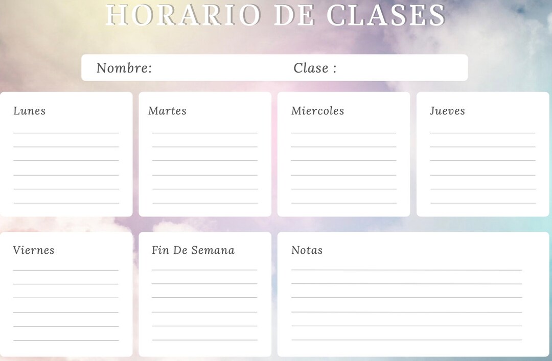 Class Schedule - English/spanish - Etsy