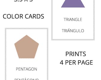 Colors and Shapes Bilingual Flashcards-spanish and English Printable ...