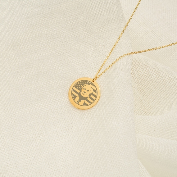 Donald Trump Necklace for Women 14K Solid Gold Necklace - Etsy
