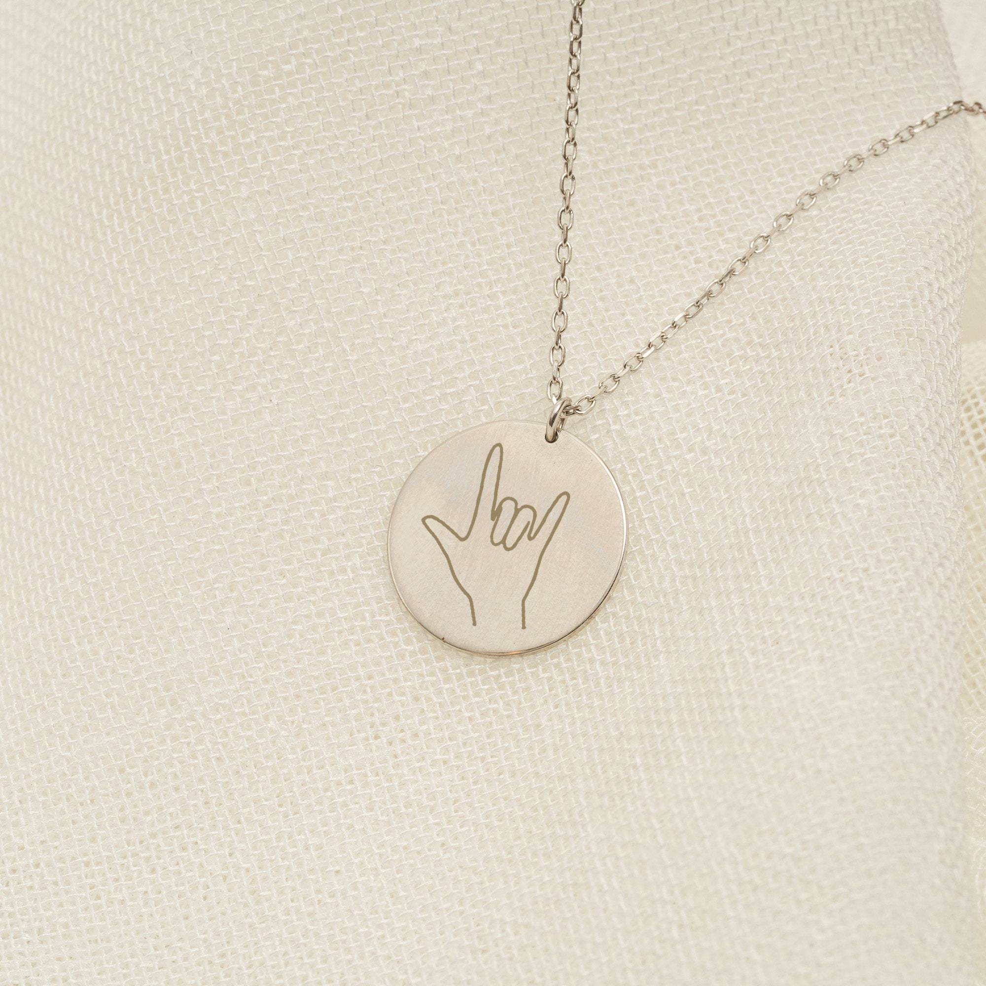 Hand Gesture Necklace I Love You ASL Sign Cute Lovers | Etsy