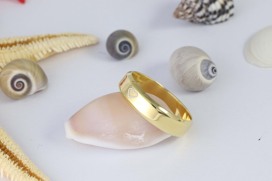 14K Solid Gold Ring for Women, Custom Engraved Ring for Her, Wedding ...